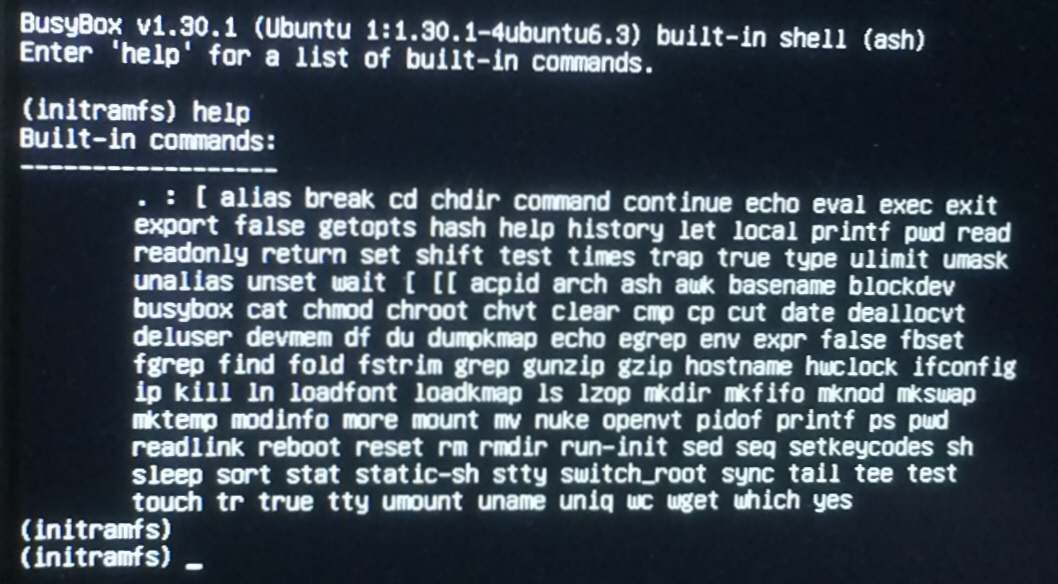 initramfs という表示が出てUbuntuが起動しない その時の対処方法 | ピーマンブラザーズの日常